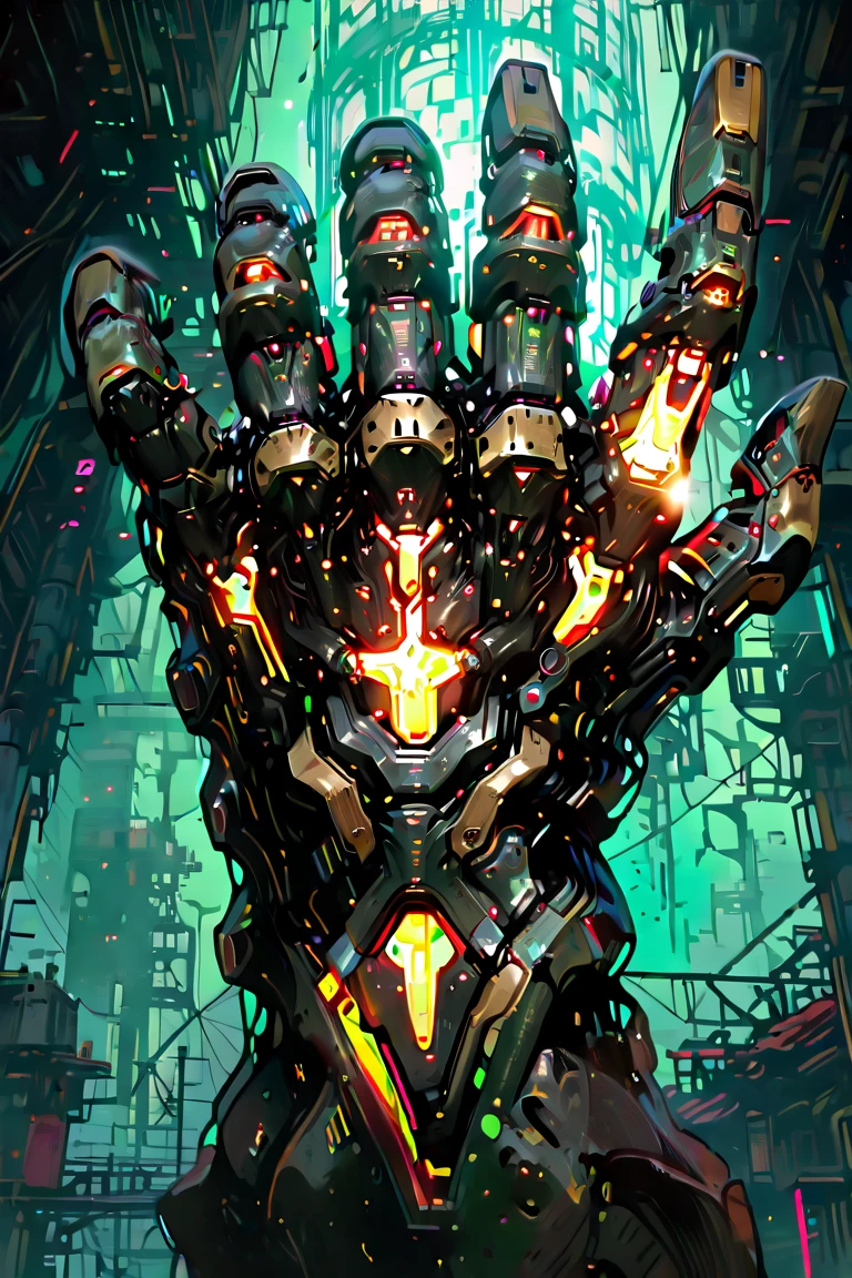 1girl, (huge cybernetic gauntlet:1.1), looking at viewer, close - SeaArt AI