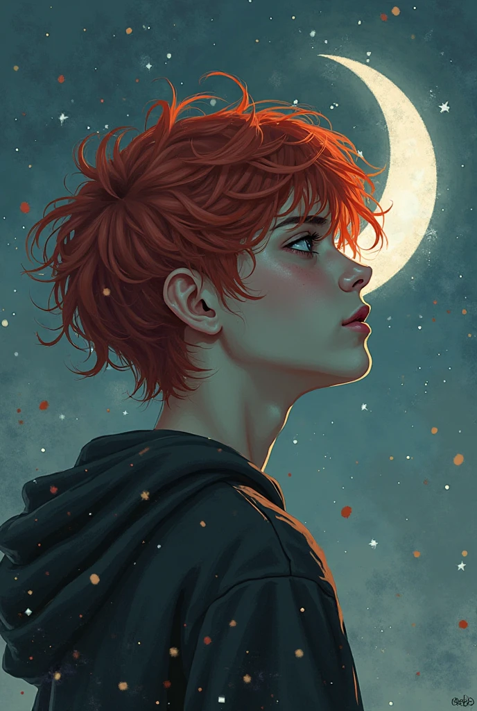 Luna Brainrot style emo red hair the moon - SeaArt AI