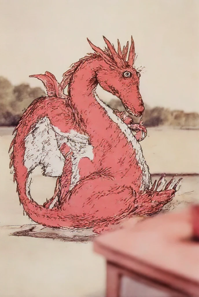 Draw a red dragon. Only the upper half of the body, without hind legs ...