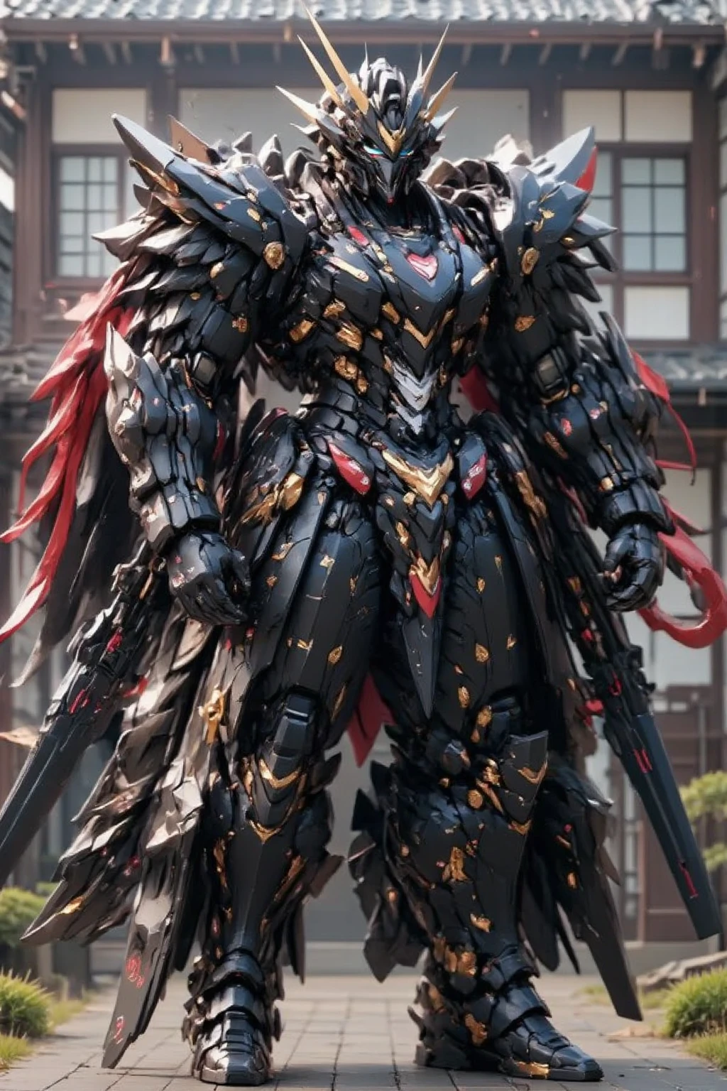 An imposing original Gundam inspired by traditional Japanese men ...