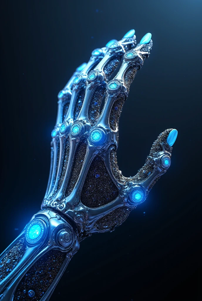 Titanium alloy finger bone wrapped around the bioluminescence neural ...