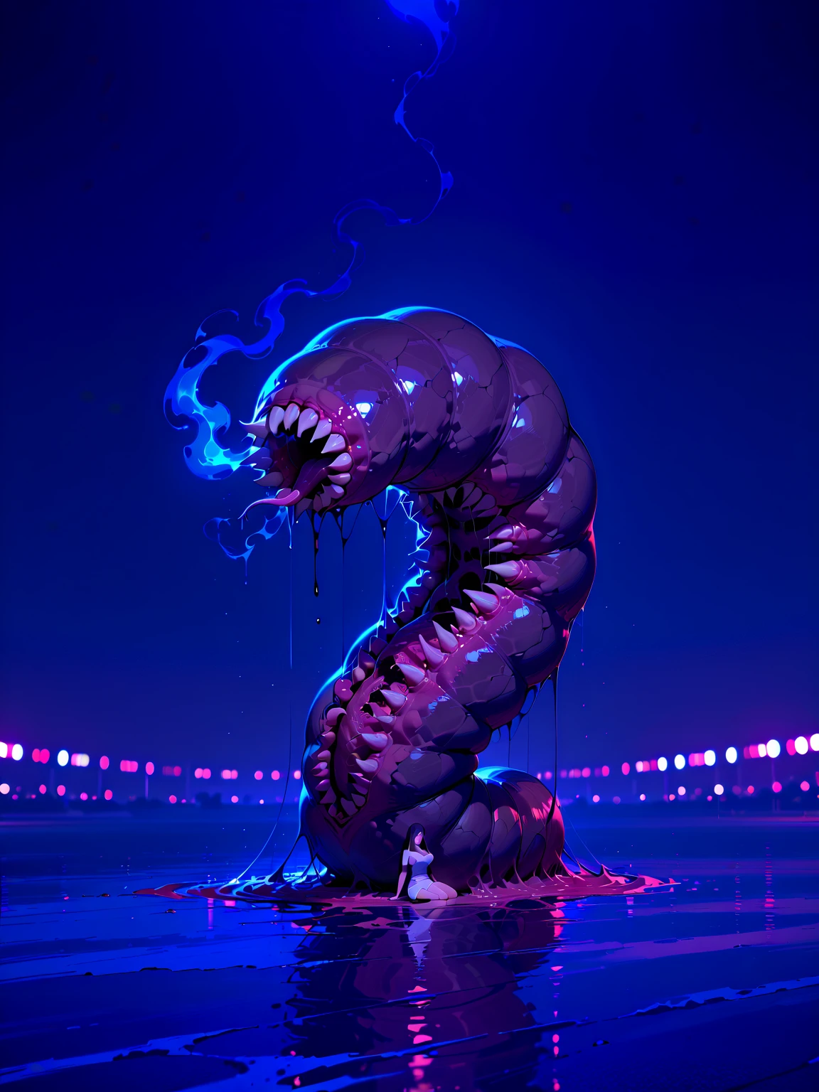 Is attacked by a huge worm and eaten,vore,high quality,Photographic ...