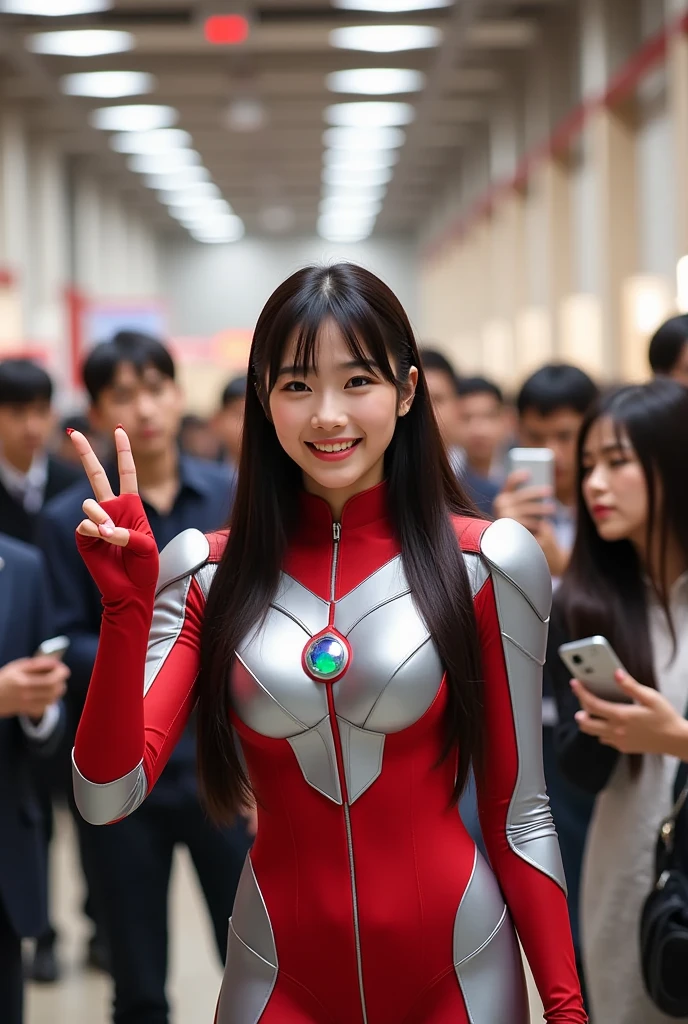 High quality photos, young Japanese woman dressed as Ultraman - SeaArt AI