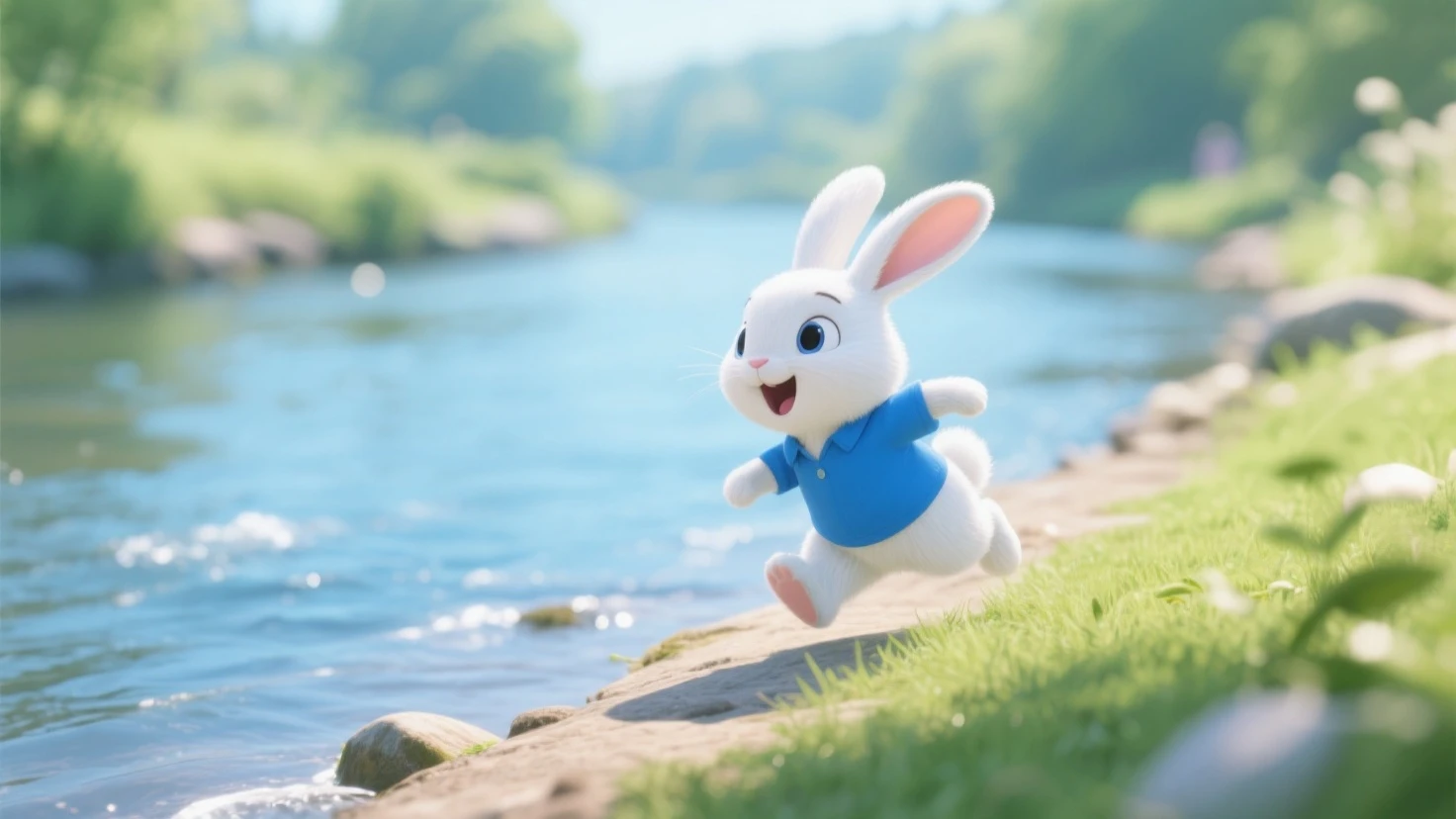 Scene 4: Near the River Visual: Benny cute little white bunny wearing ...