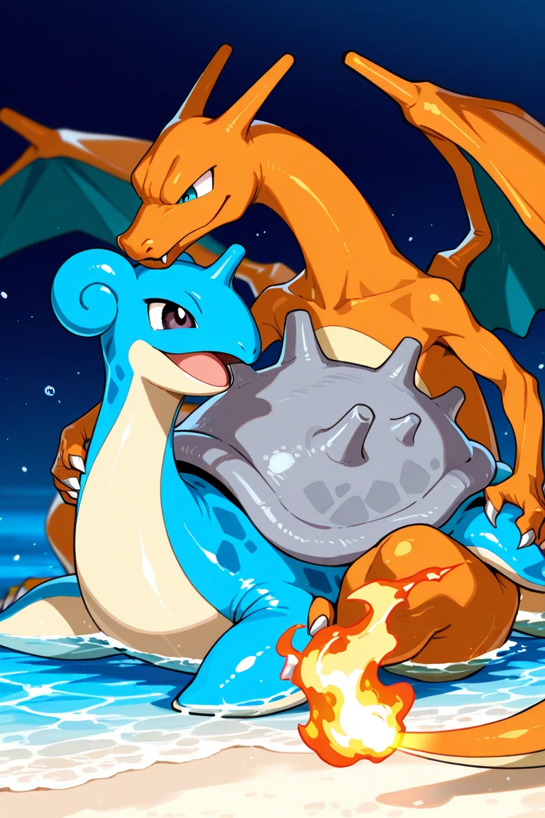 Lapras and Charizard together - SeaArt AI
