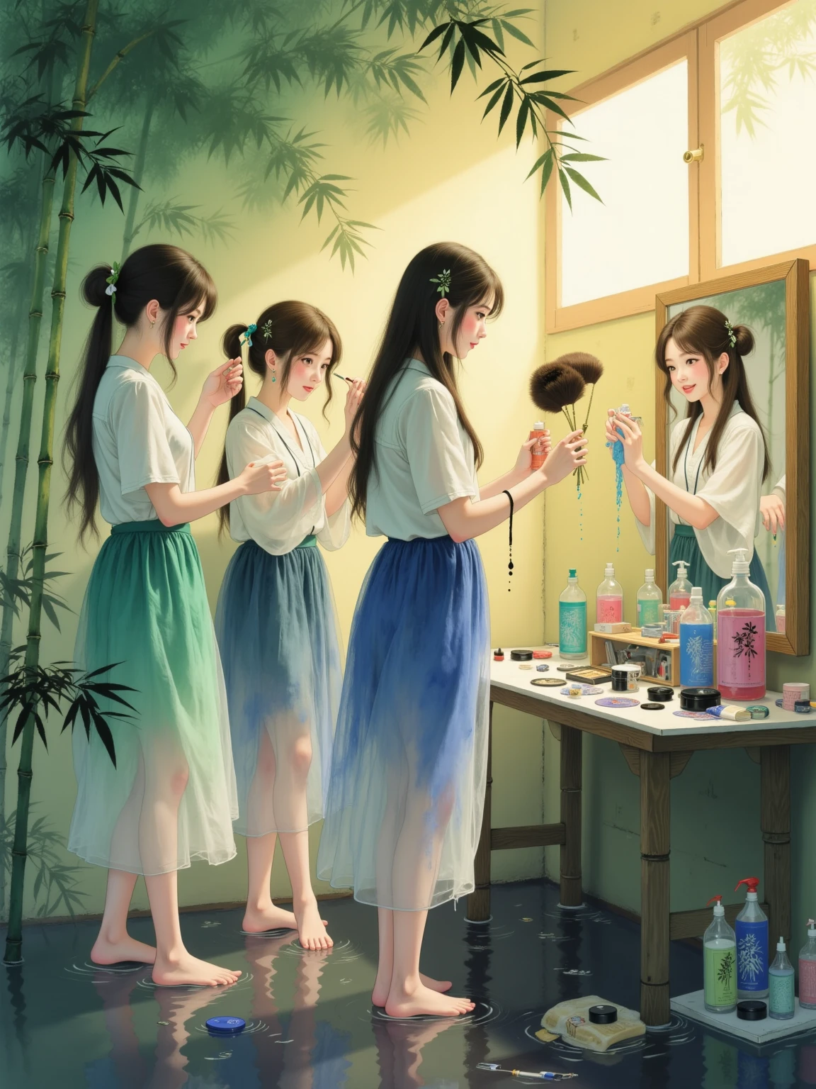 Japan Anime Show coser backstage，Five characters from different works ...