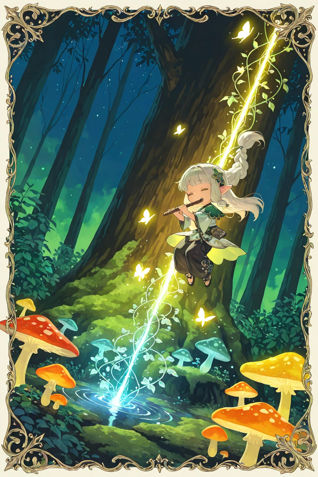 (Solo:1.2),1girl\(chibi,cute,kawaii,androgynous, forest spirit - SeaArt AI