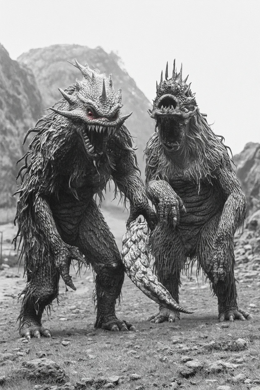 Monsters Gross Black and White - SeaArt AI