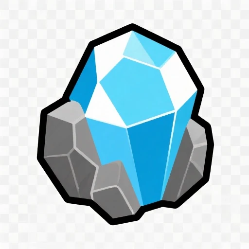Simple 2D game icon, cartoon diamond ore, blue-gray rocks with sharp ...