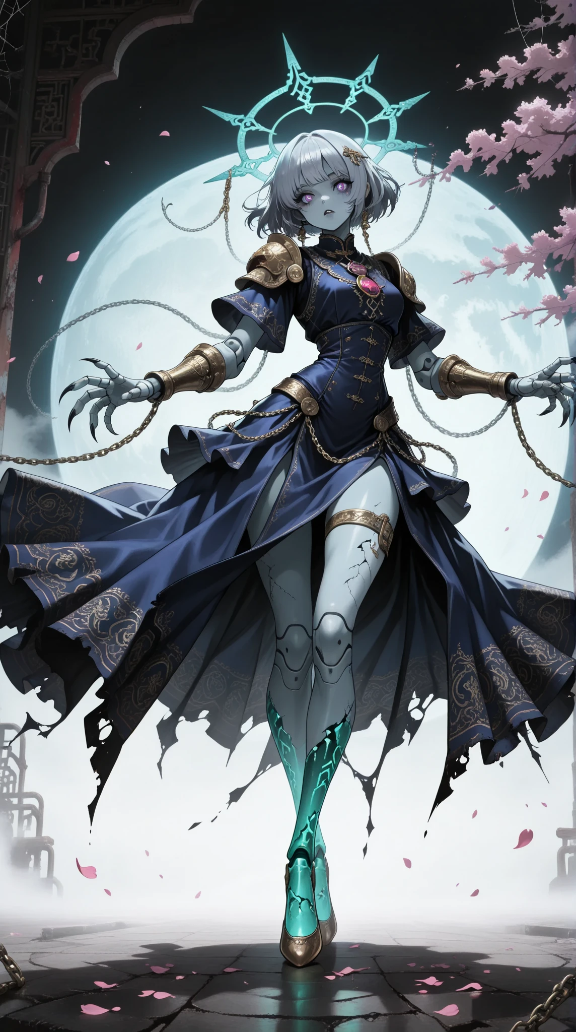 (masterpiece, best quality:1.2), 1girl, solo, JOJO style zombie girl ...