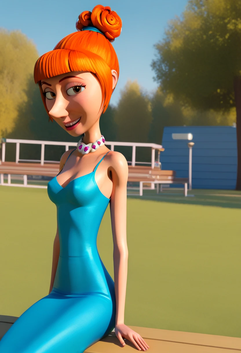 Score_9, solo, 3d, lucyw, orange hair, single hair bun, dress - SeaArt AI