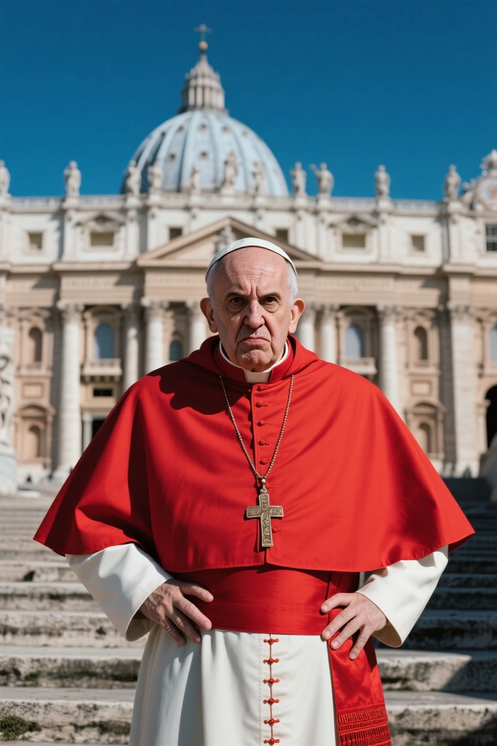 OF AN ANGRY POPE FRANCIS LOOKING AT THE VATICAN, ENOUGH COLOR IN THE ...