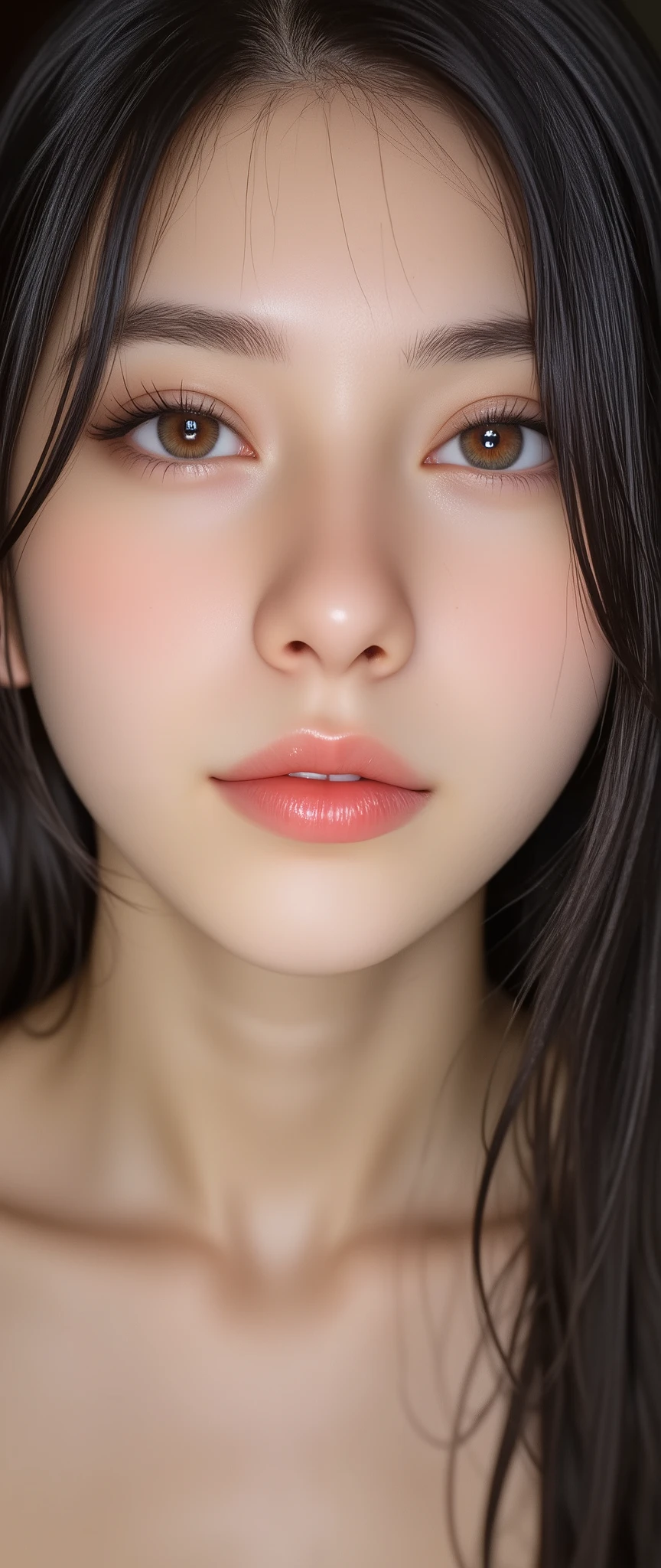 An ultra-realistic portrait，shows the natural skin tone texture of a 25 ...