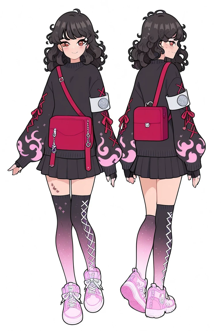 Full character turnaround sheet of a cute yet edgy female character ...