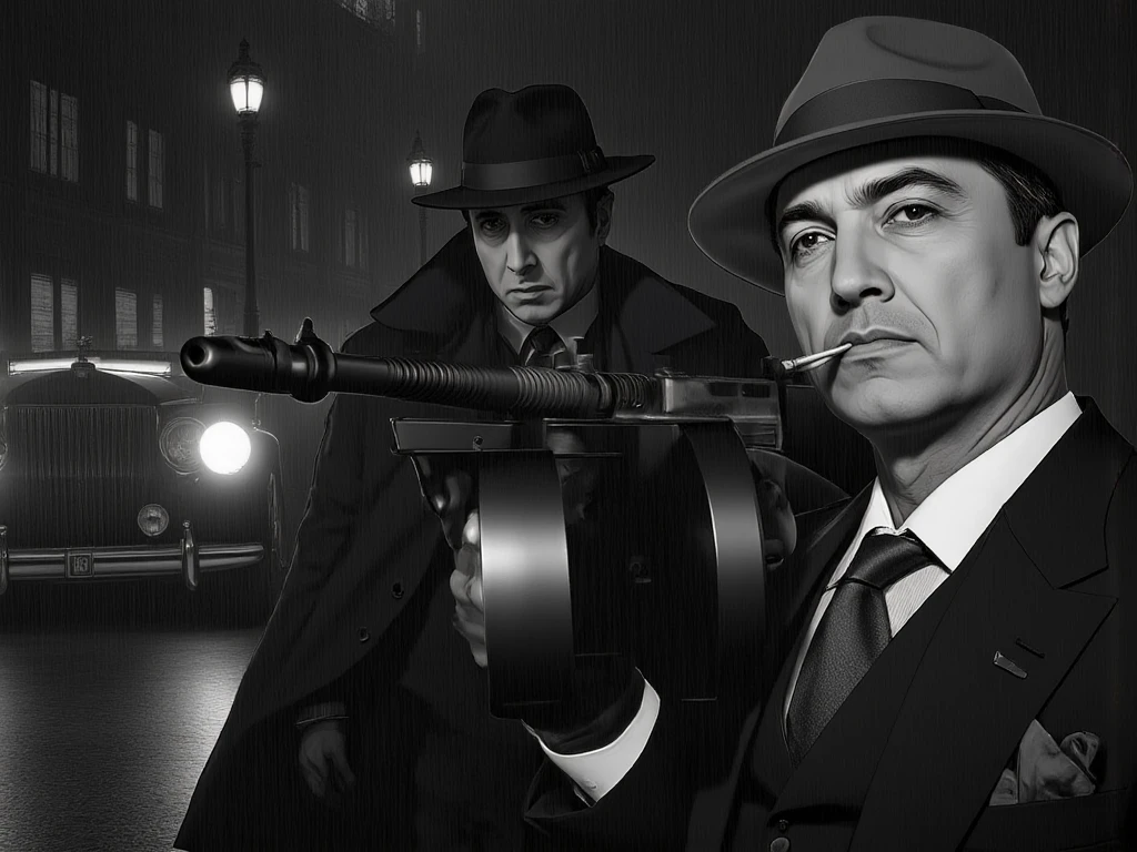 Realistic, a hitman (borsalino hat, expensive suit and shoes - SeaArt AI