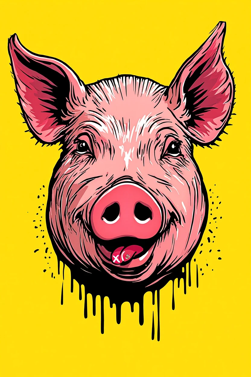 I need a vector of pig's head in "horror comic strip" style. Bold ...