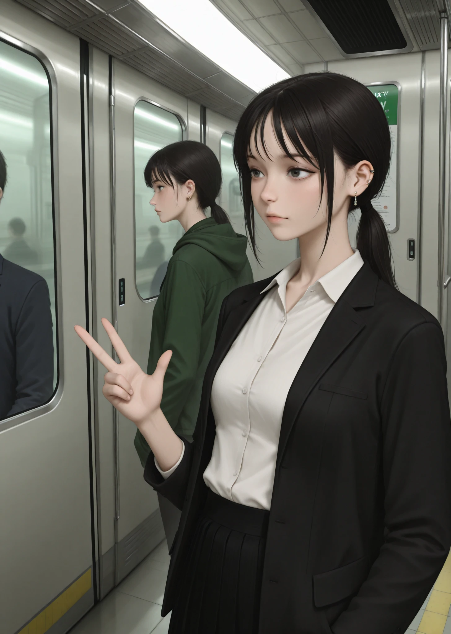 1 girl, subway - SeaArt AI