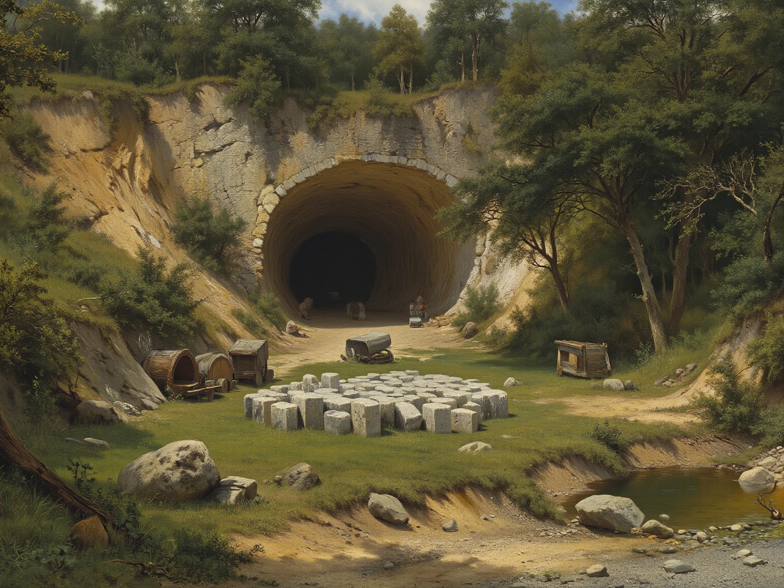 Seen from above, from the distant height, there is a mine, rough and ...