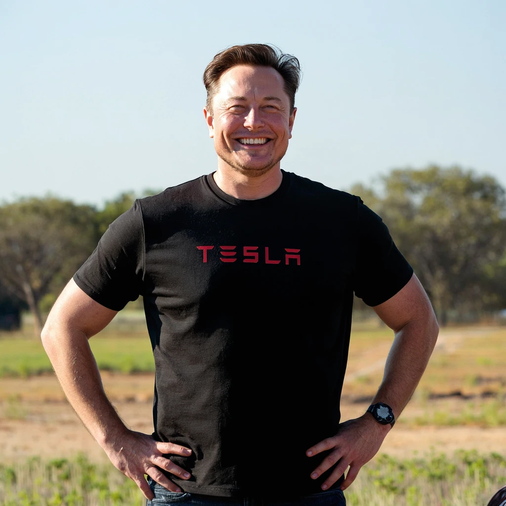 Image prompt: Elon Musk in rural Texas, smirking confidently - SeaArt AI
