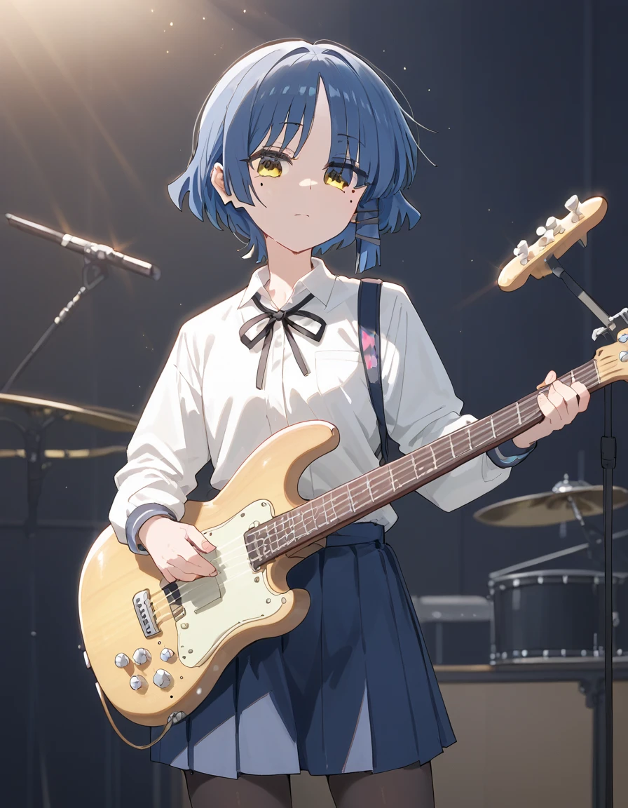 Ryou Yamada, blue hair, eyes visible through hair, mole, mole under eye ...