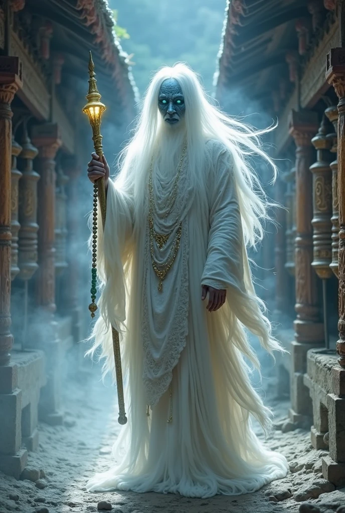 Monk Spirit, spectral Nepalese guardian, 3.5 meters tall, ethereal body ...