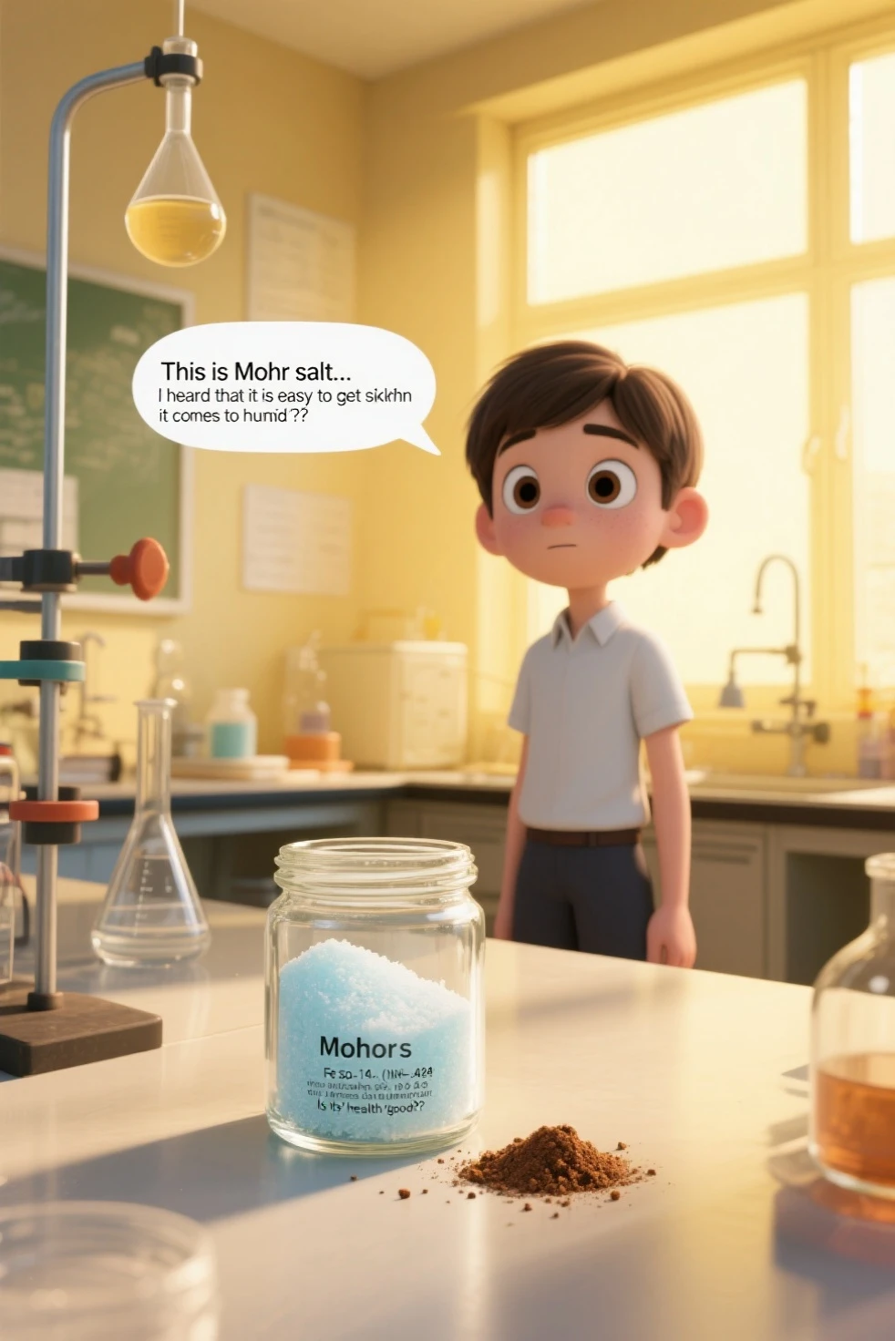 Help me to cover a picture with the contents Background: Chemistry lab ...