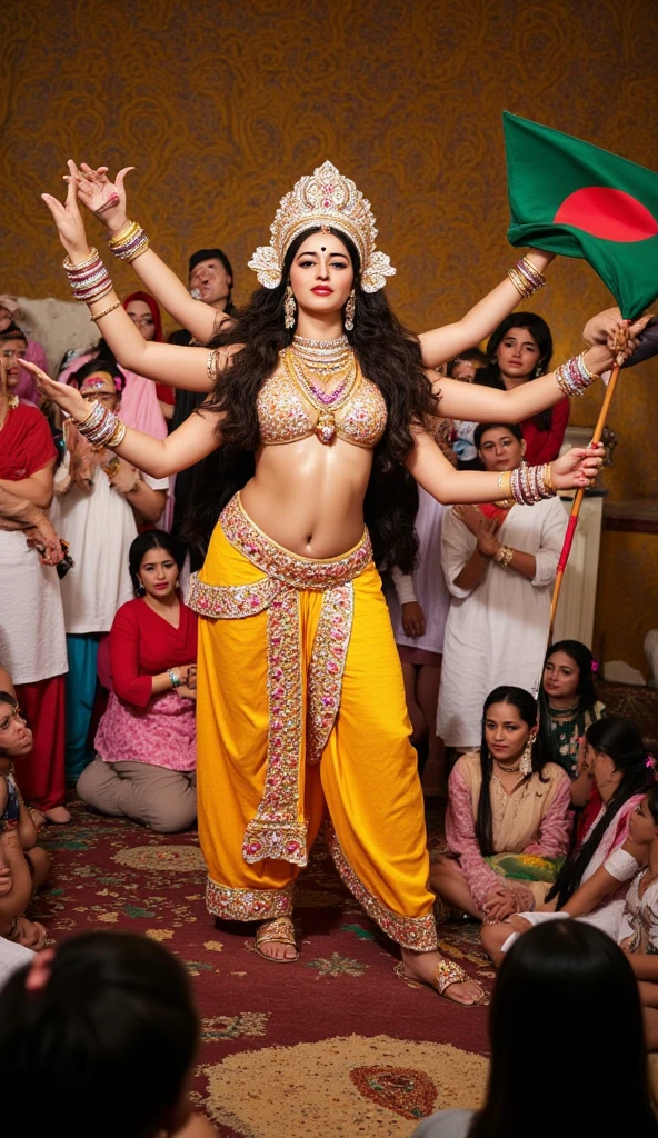 A Hindu Goddess Devi Durga Holding Bangladesh Flag Bangladeshi Muslim