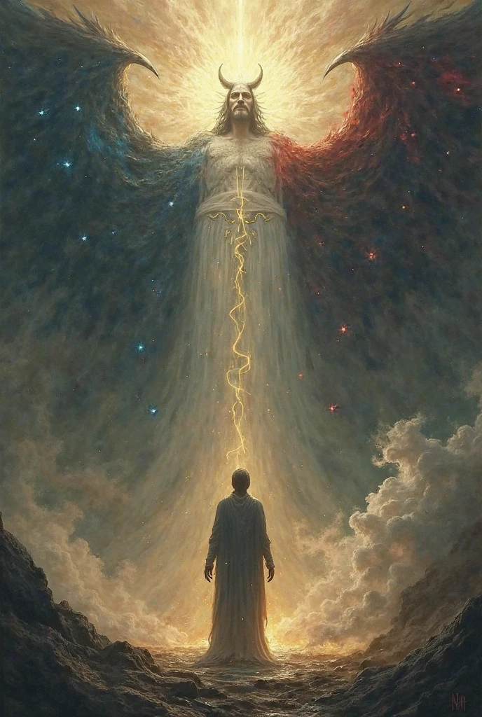 God and the devil behind me and the devil behind me - SeaArt AI