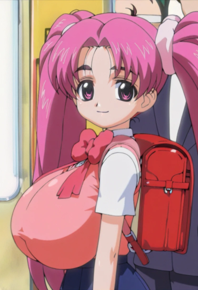 High Quality,Subway,Komoe_Harumachi,huge breasts,randoseru, red bag - SeaArt AI