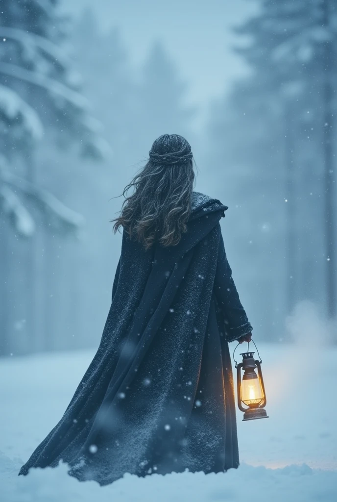 A solitary woman stands in absolute stillness, engulfed by a furious ...