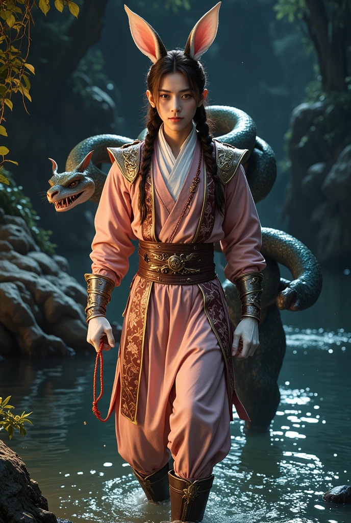 ((1man, young asian boy, wererabbit)(1giant gorilla, 1azure bull ...