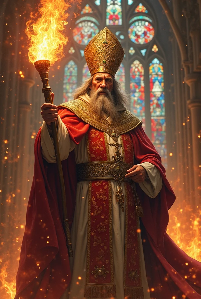Bishop setting fire - SeaArt AI