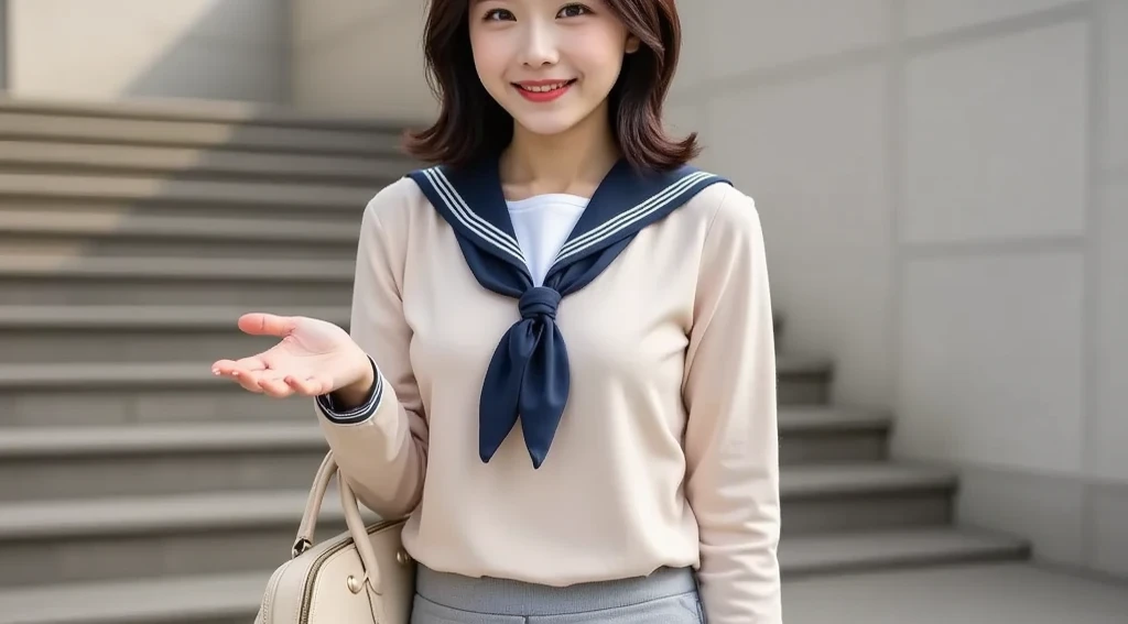 A young woman in a sailor suit，This photo is both professional and ...