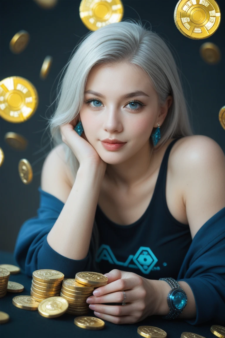 Futuristic coin, The main pattern on the coin is blockchain - SeaArt AI