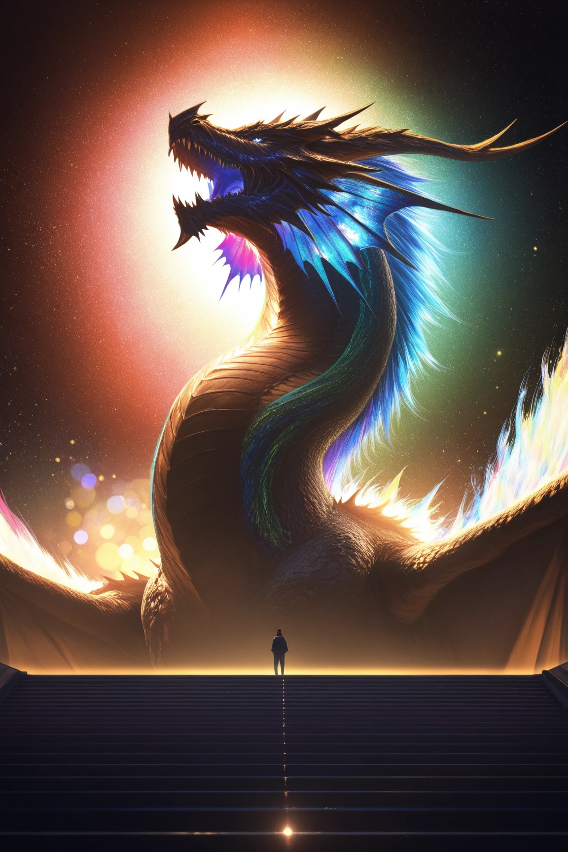 Giant dragon,Beautiful woman,double exposure effect,high quality ...