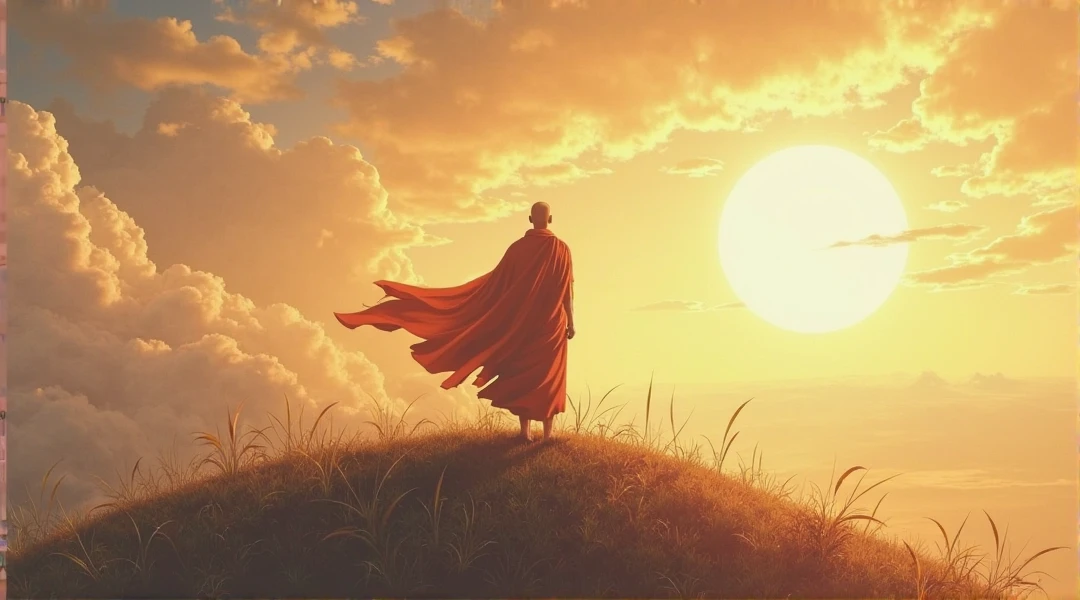 The Moment of Liberation: A powerful image of a monk standing at the ...