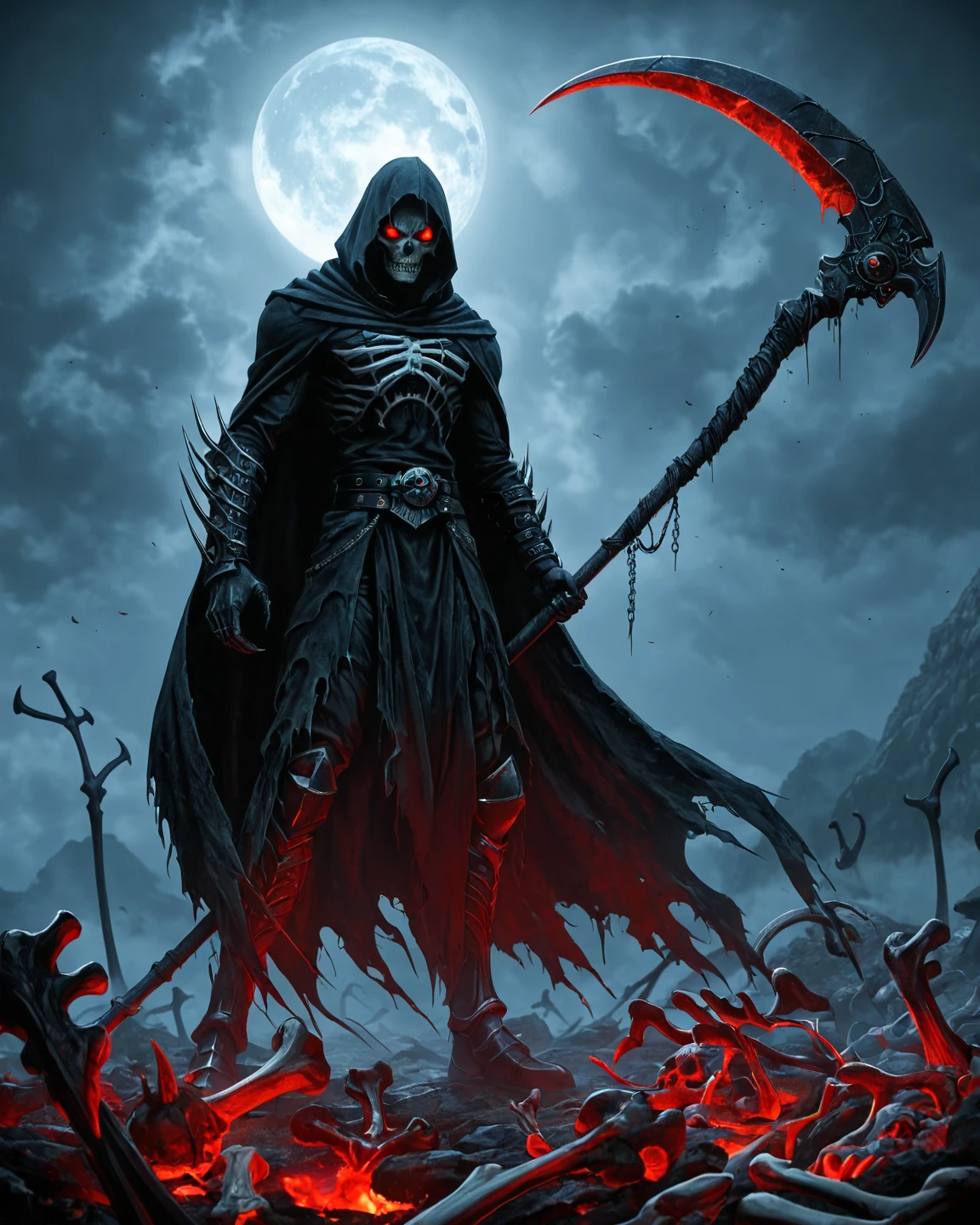Raging Demon God，Looming Power，Holding a Scythe，Dead Bone Wraith ...