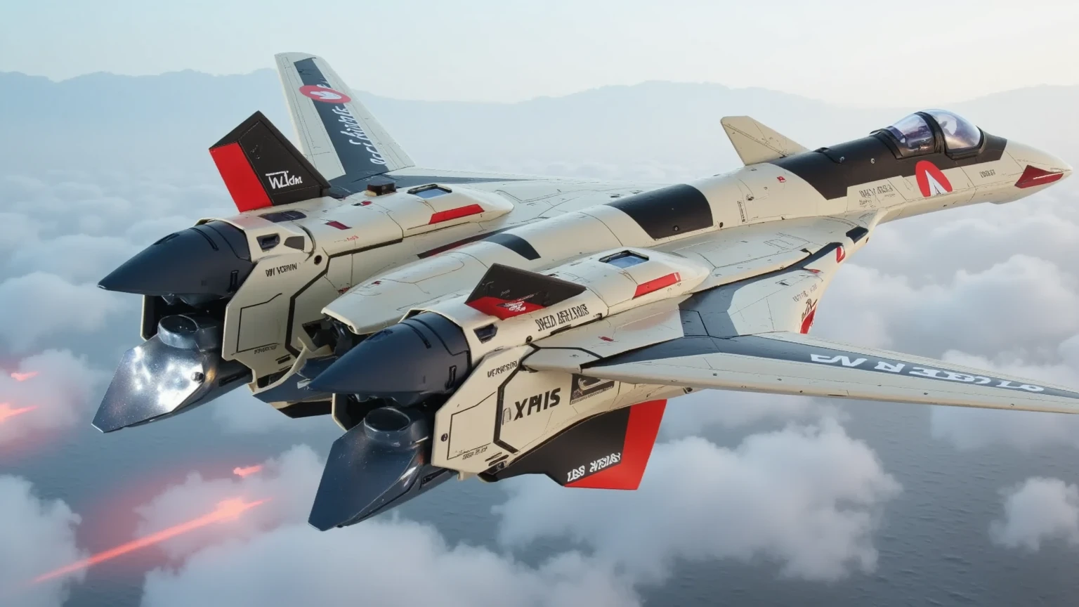 A highly realistic, photorealistic depiction of the YF-19 variable ...