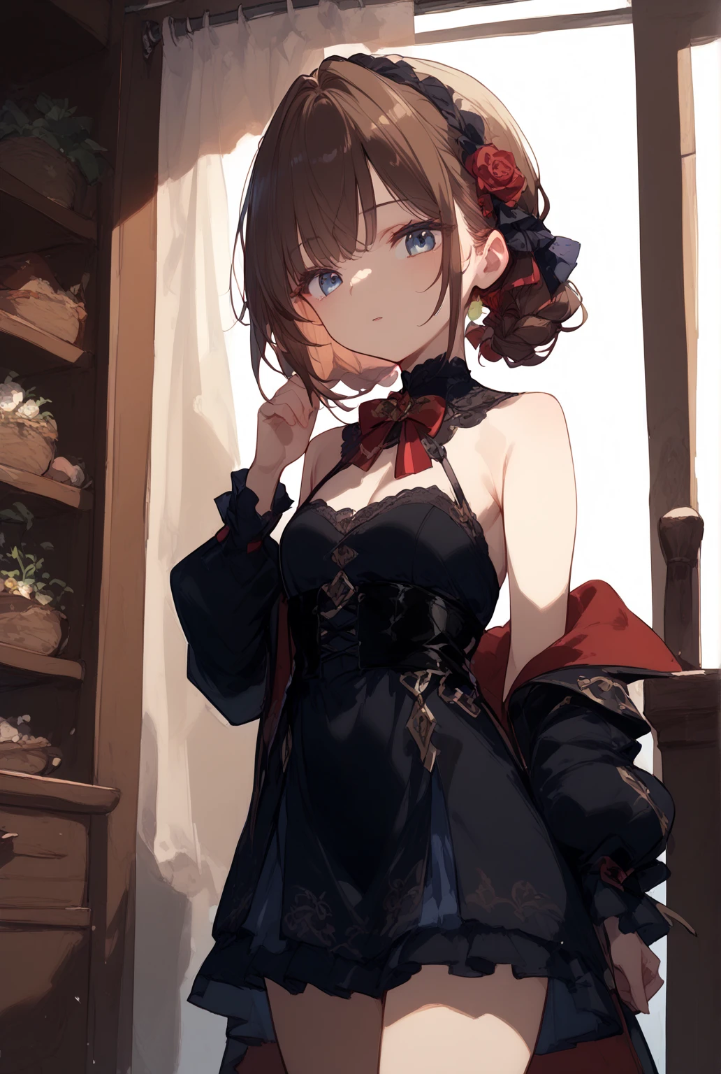 Meisterwerk、 High quality 、 1 girl、brown hair、 Kurzhaar、 red idol ...