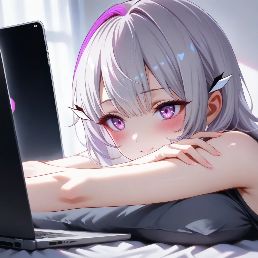 In a brightly colored anime-style picture，The girl is peeking out of ...