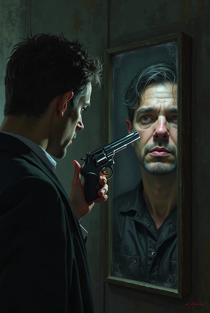 Une personne se regardant dans un miroir et voyant trois facettes de ...