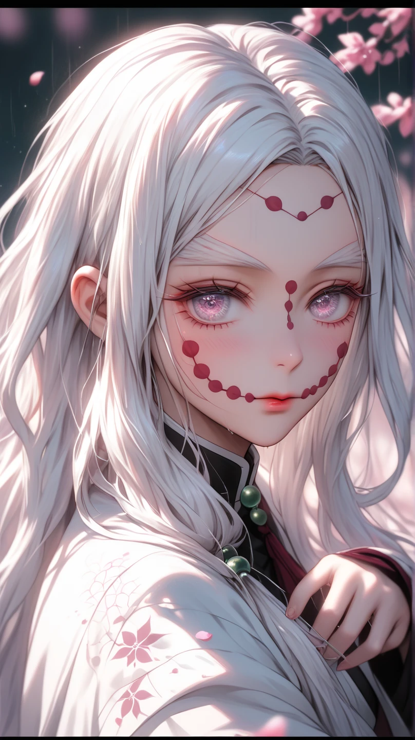 A hyper-realistic, cinematic portrait of Rui’s Mother from Demon Slayer ...