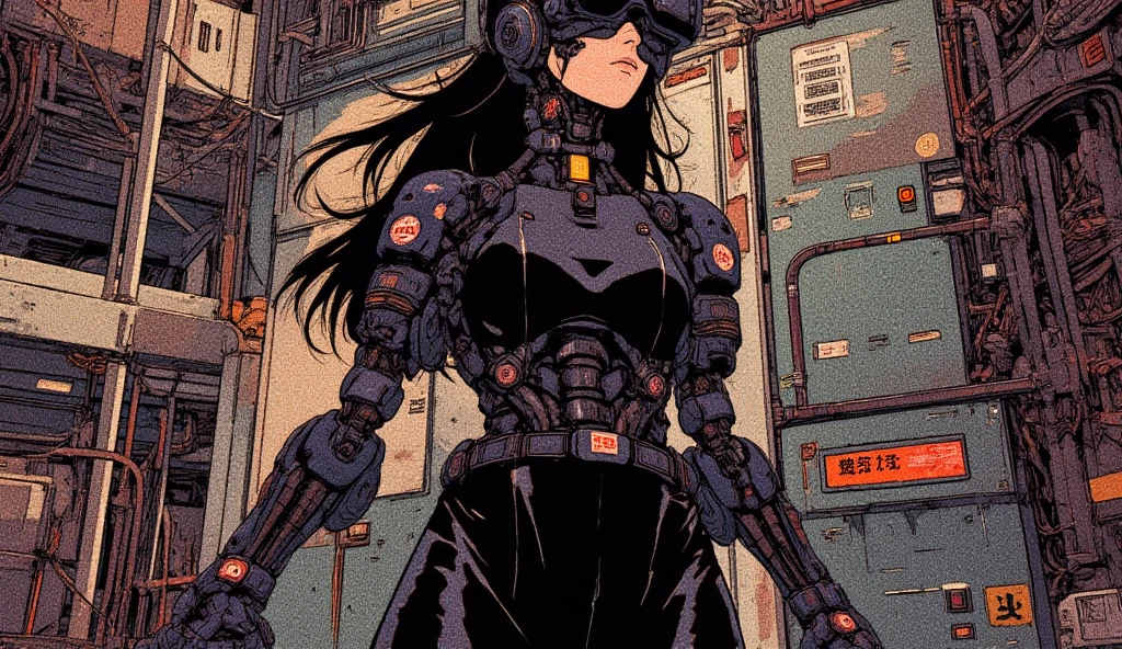 ((anime art style illustration) of (Kate Beckinsale as a cyberpunk girl ...