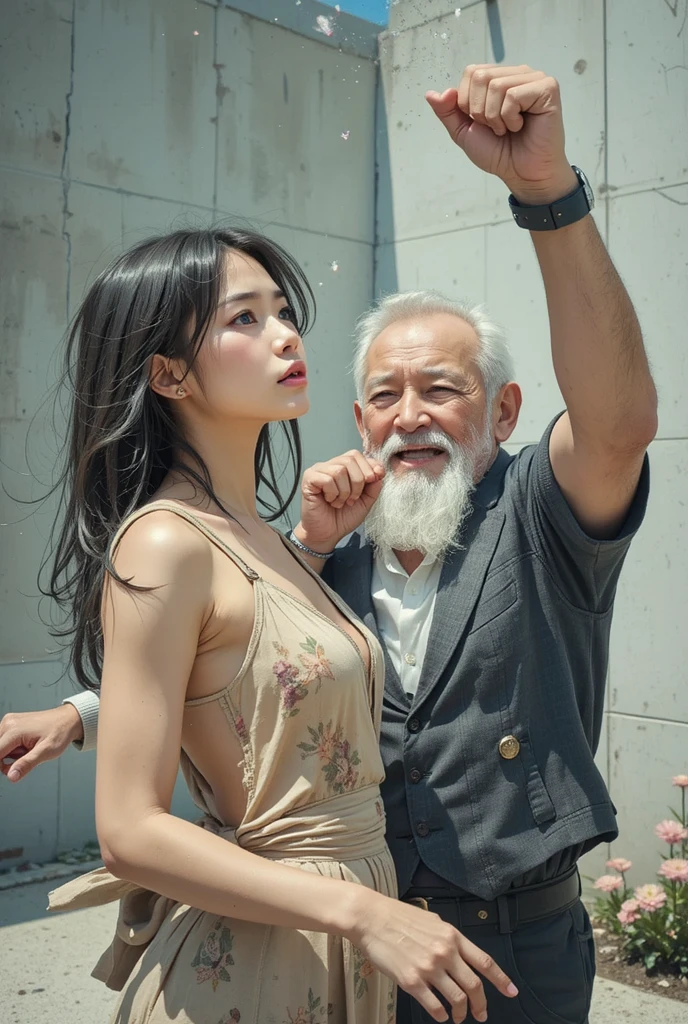 Masterpiece、Highest Quality、uncensored,A beautiful girl takes a punch from an ol - SeaArt AI