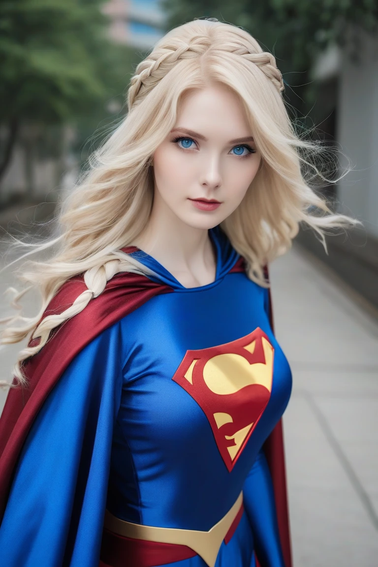 Superman cosplay 、A slender with blond hair and blue eyes、Tall beauty ...