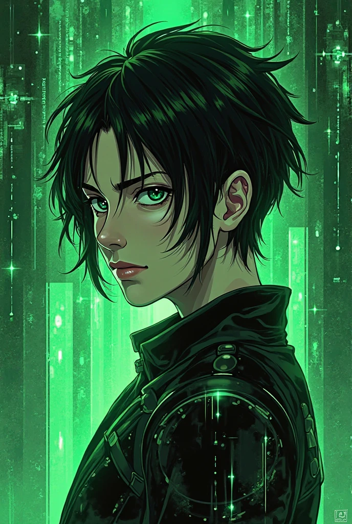 Neo from Matrix as profile picture, anime version with vibrant green ...