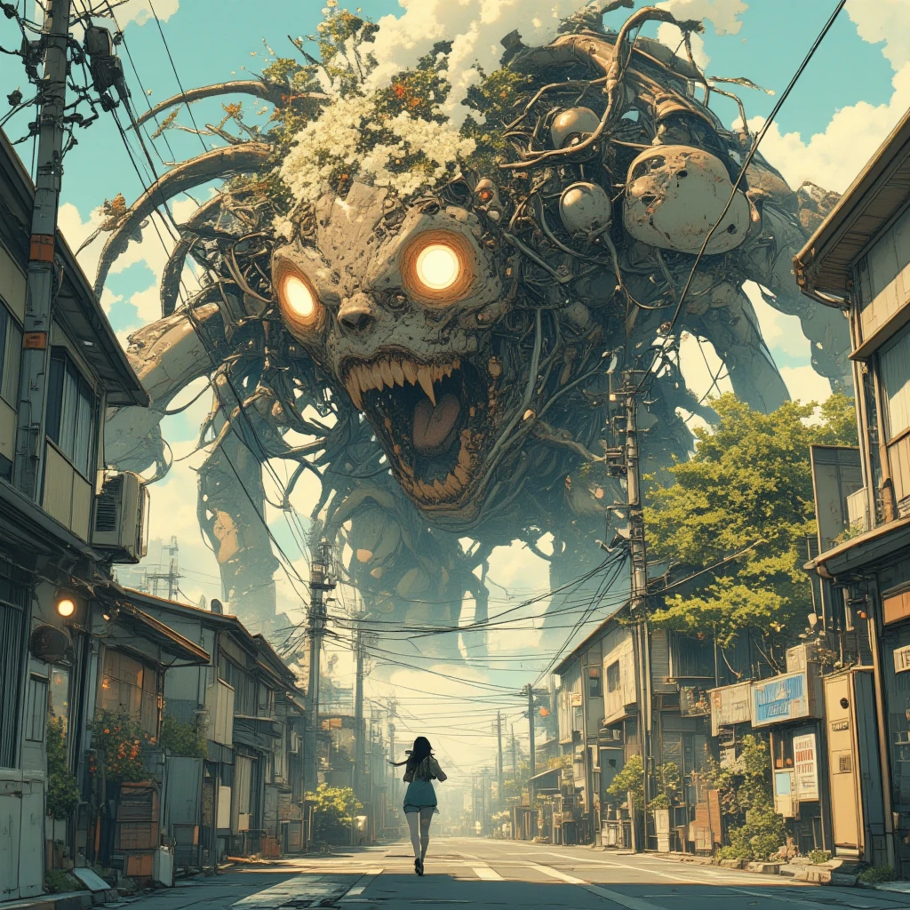 Photo-realistic cinematic shot of an enormous surreal bio-mechanical ...