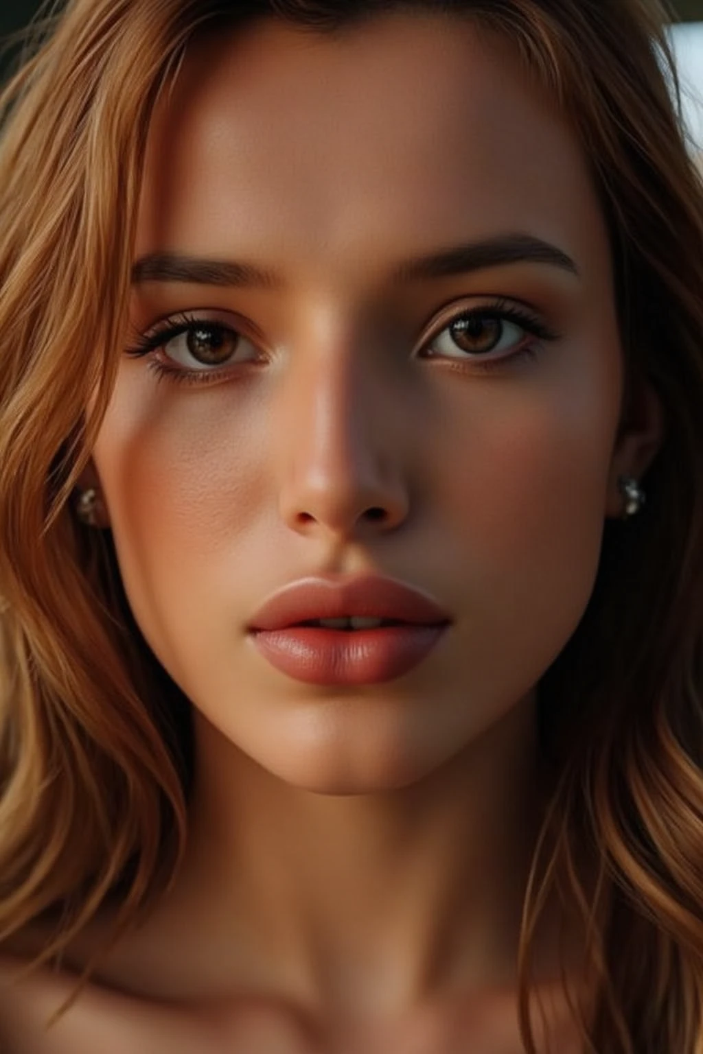 Sexy half close up from female model, full face and long hair - SeaArt AI