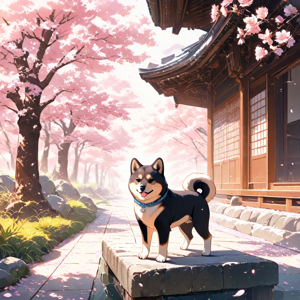A cute stylized anthropomorphic, semi-human black Shiba Inu, standing ...