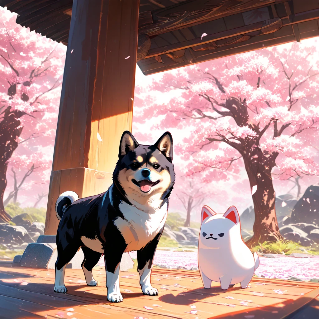 A cute stylized anthropomorphic, semi-human black Shiba Inu, standing ...